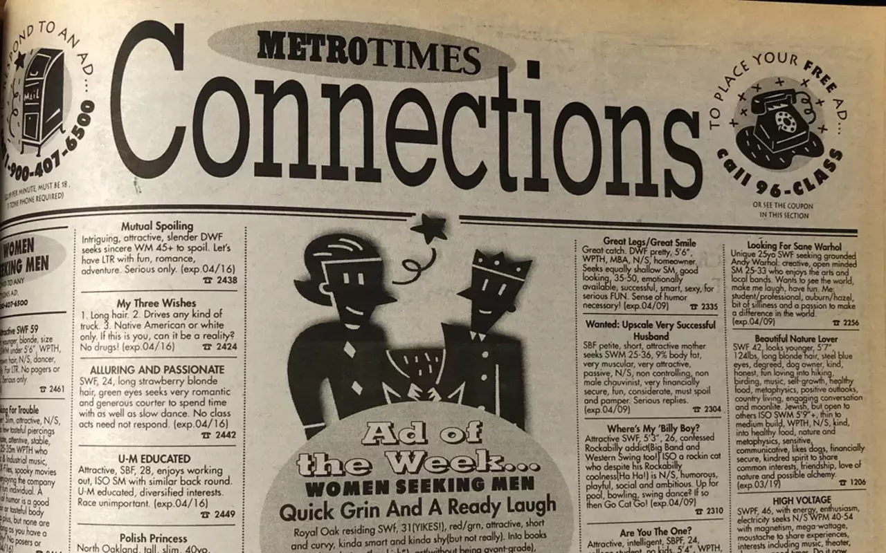 The 20 best personal ads from Metro Times' classifieds in the '90s The 20 best personal ads from Metro Times' classifieds in the '90s