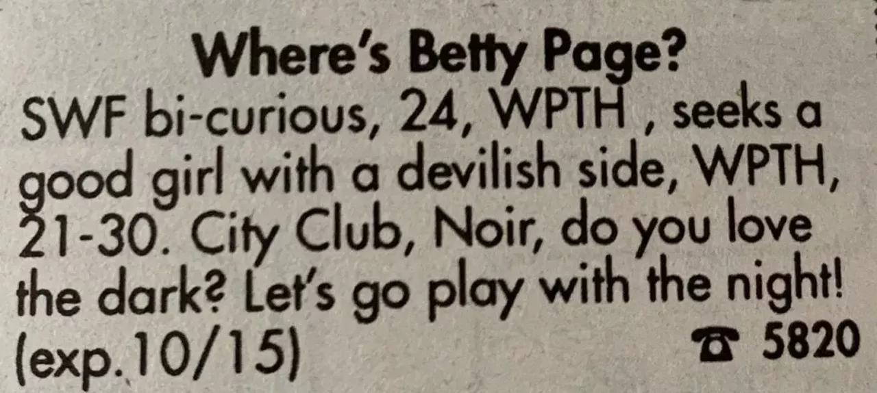 The 20 best personal ads from Metro Times' classifieds in the '90s The 20 best personal ads from Metro Times' classifieds in the '90s