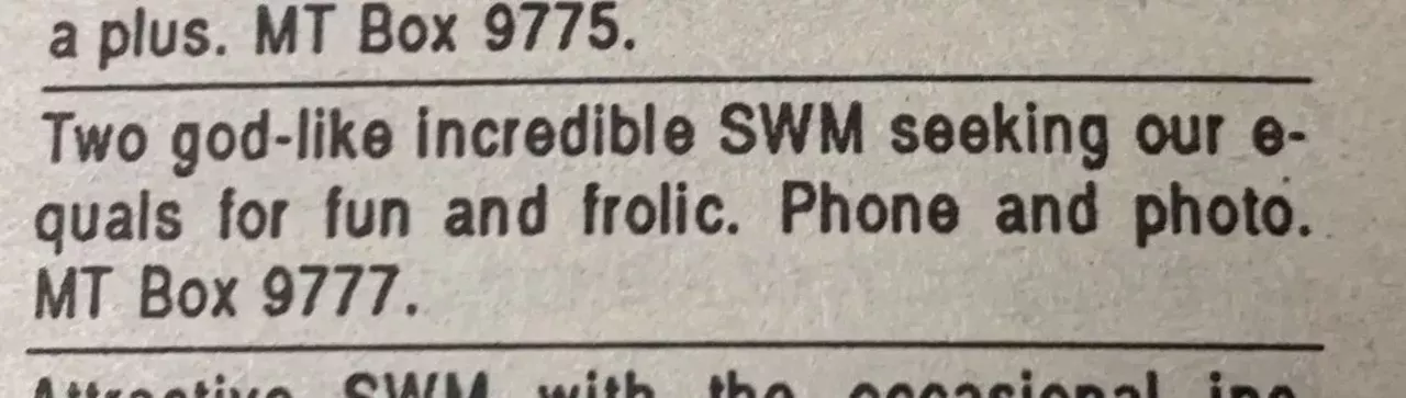 The 20 best personal ads from Metro Times' classifieds in the '90s The 20 best personal ads from Metro Times' classifieds in the '90s