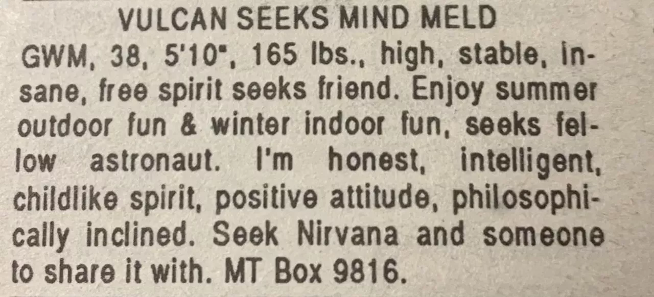 The 20 best personal ads from Metro Times' classifieds in the '90s The 20 best personal ads from Metro Times' classifieds in the '90s